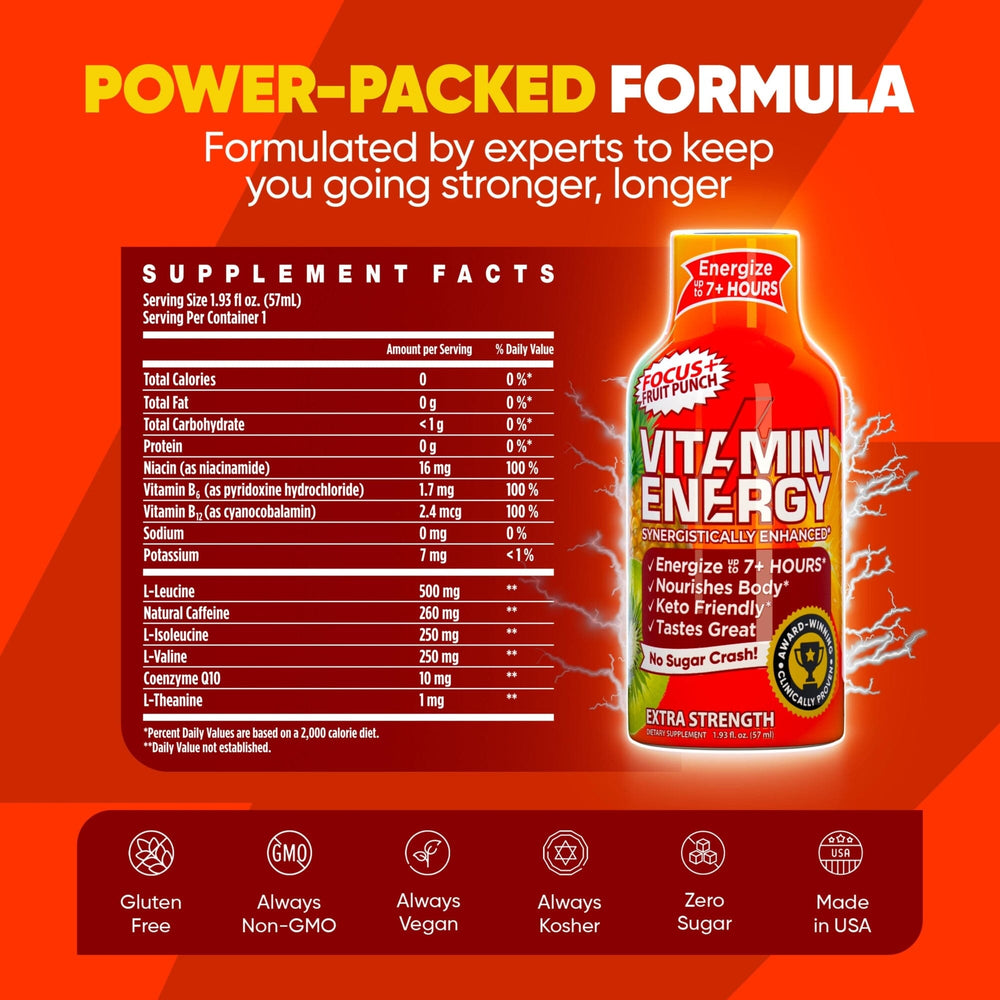 Vitamin Energy Shot | Enhanced Vitamin Focus Energy Shot | 7+ Hour ...